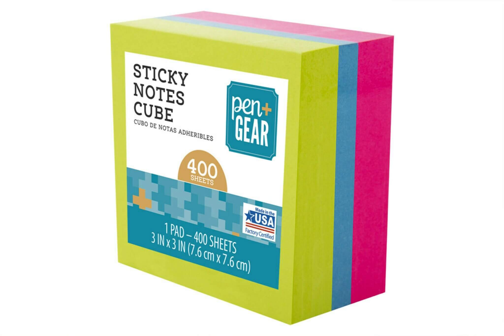 Sticky Notes, 3" x 3", Assorted Colors, 400 Sheets, 1 Cube - Tryall ...